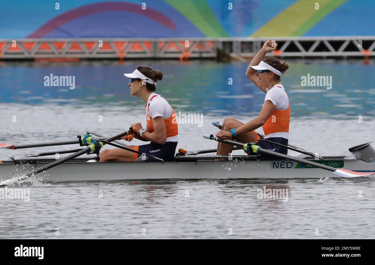 Ilse Paulis and Maaike Head, of the Netherlands, competing in the women ...