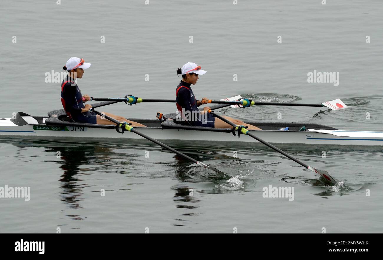 Ayami Oishi and Chiaki Tomita, of Japan, compete in the women's rowing ...