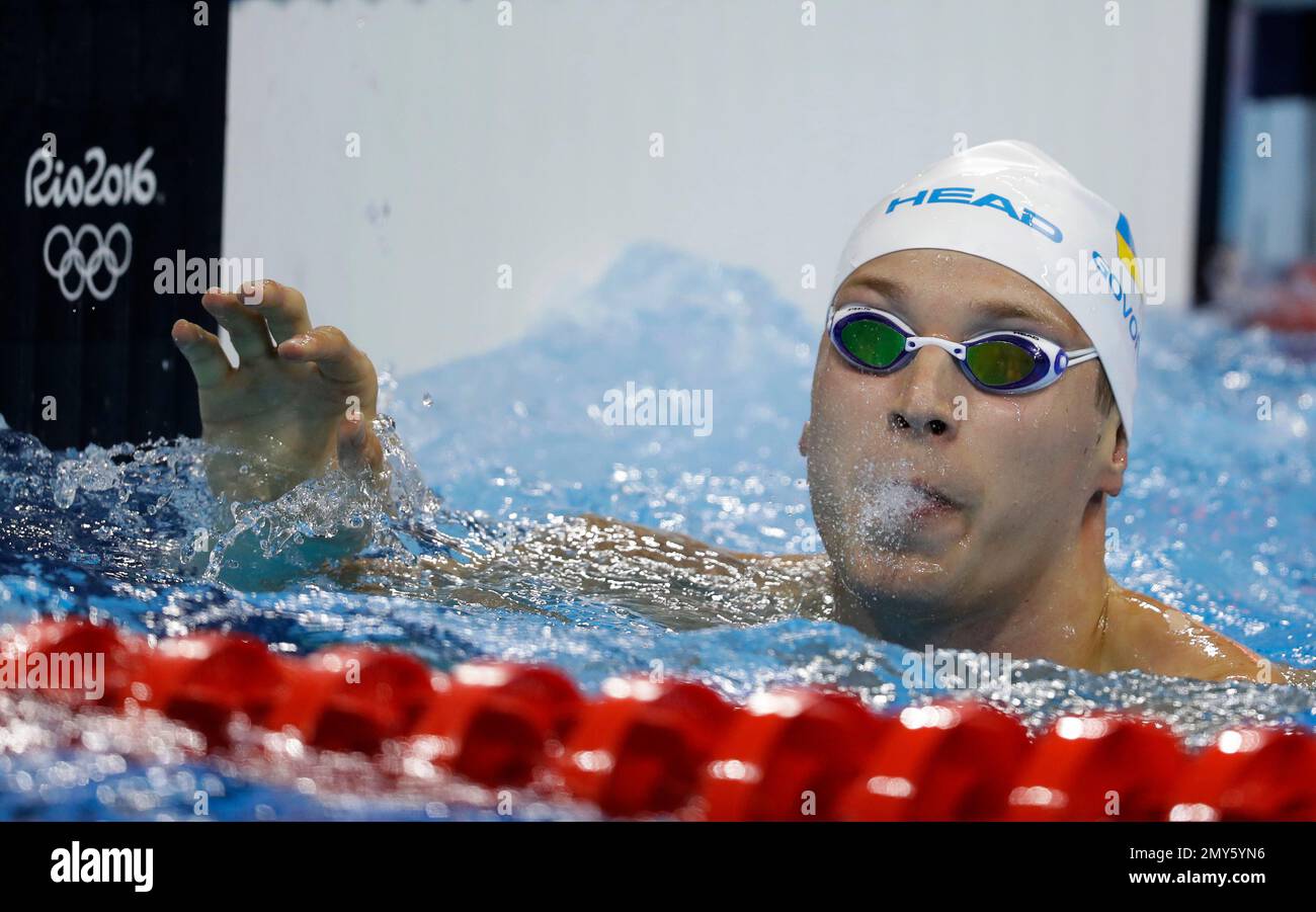 Ukraine's Andrii Govorov (Andriy Hovorov) spits water after competing ...