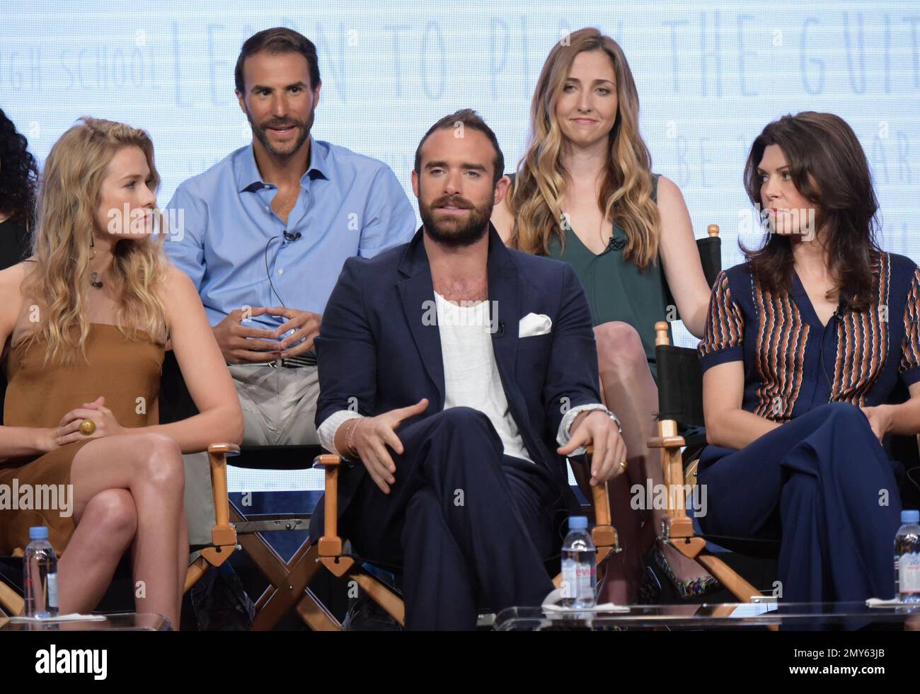 Executive producer Ben Silverman, from back row left, Corinne Brinkerhoff, and from front row ...