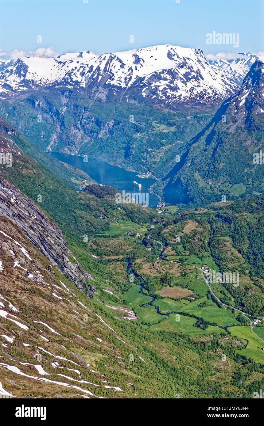 Panoramic view over Geirenger fjord in Norway - Travel destination ...
