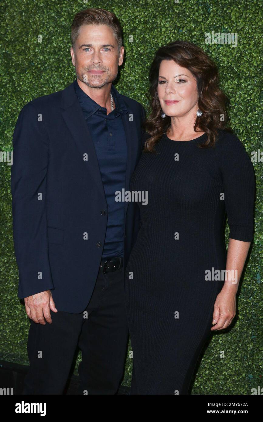 Marcia Gay Harden, right, and Rob Lowe arrive at the Summer TCA CBS, CW ...