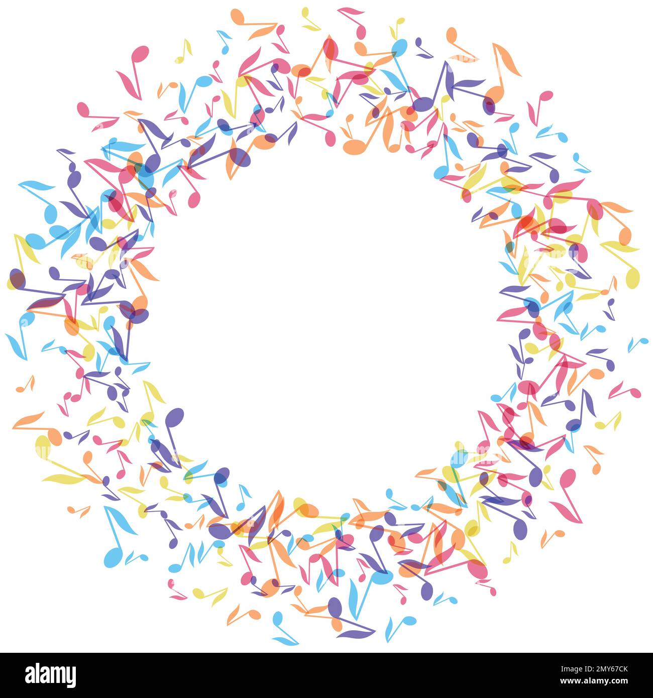 Colorful Music notes border frame. Multicolor vector Illustration ...