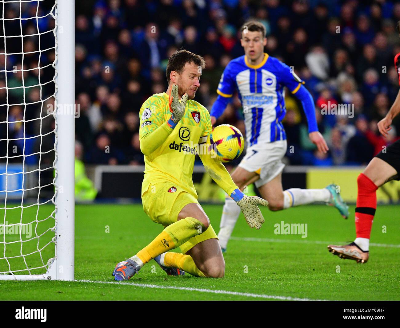 Brighton, UK. 04th Feb, 2023. Neto Goalkeeper of Bournemouth FC makes a ...