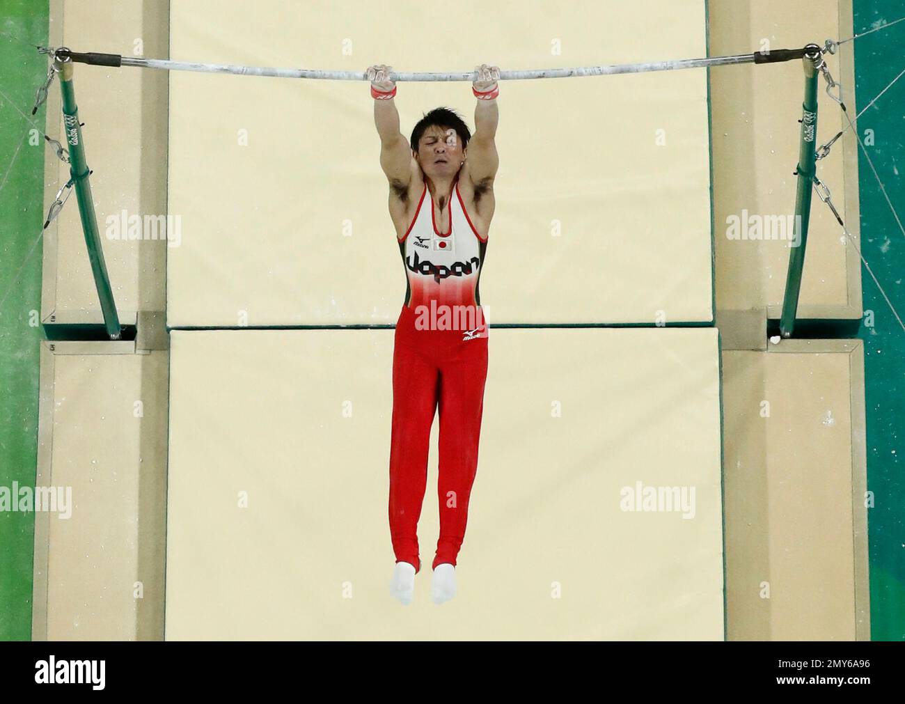 Japan's Kohei Uchimura performs on the horizontal bar during the ...