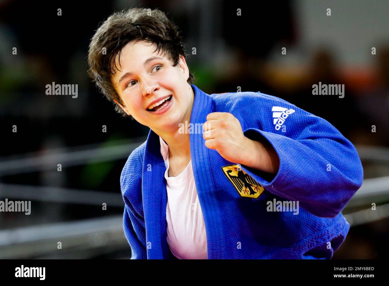 Germany's Laura Vargas Koch celebrates after winning the bronze medal ...