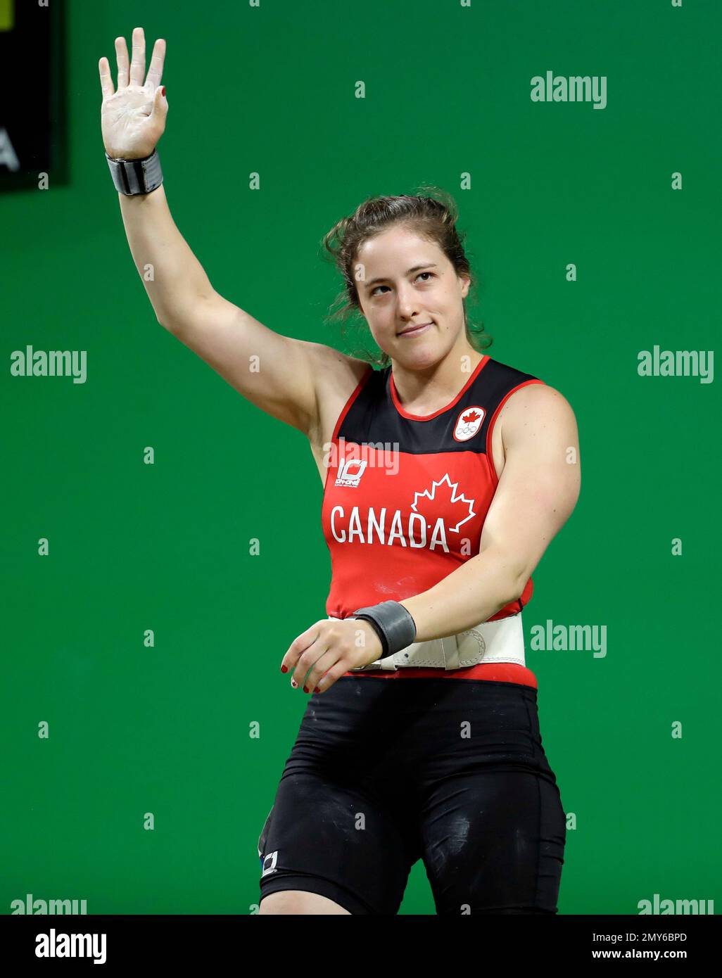 Marie-Eve Beauchemin-Nadeau, of Canada, waves to the crowd after a ...