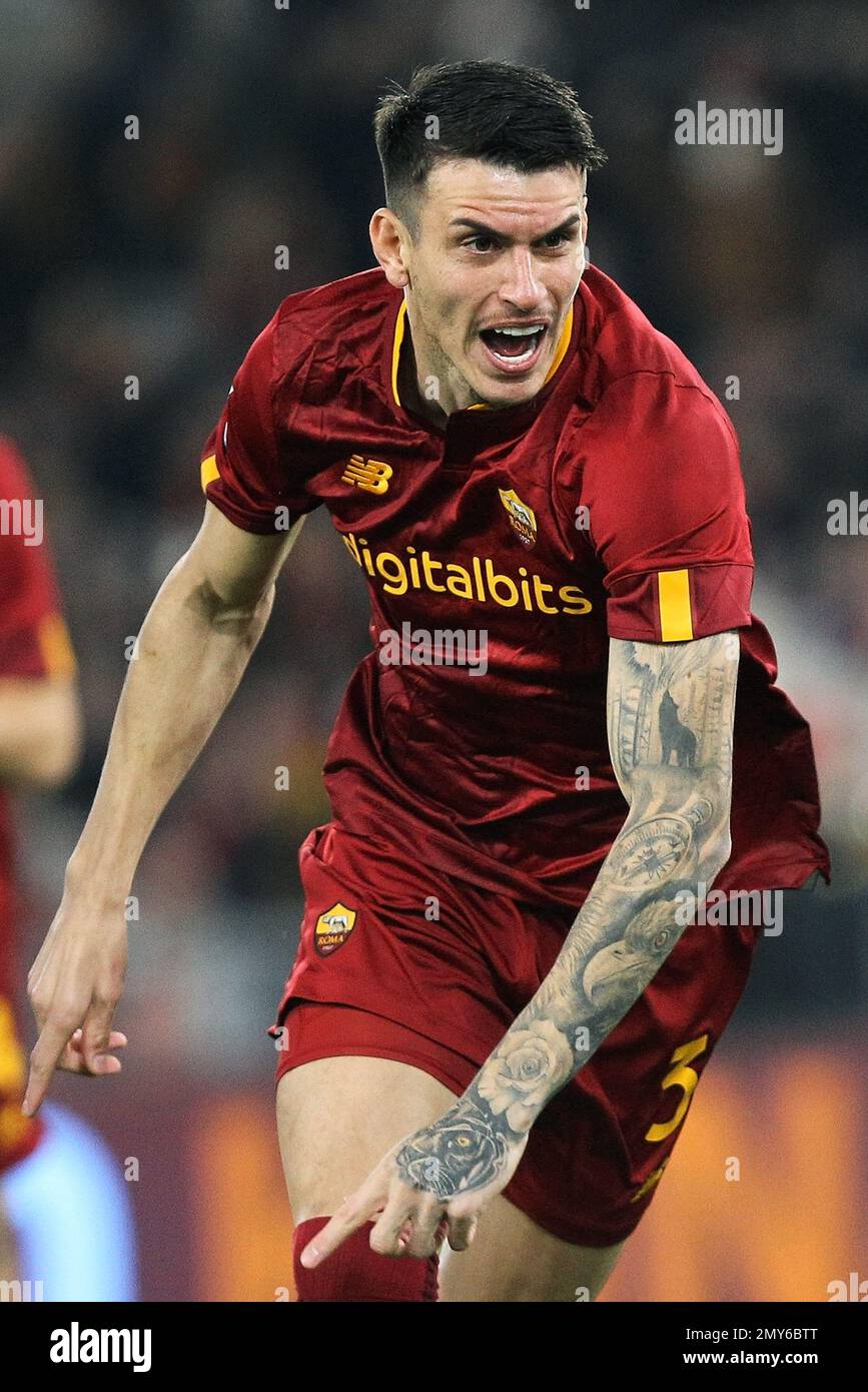 Roger Ibanez of Roma celebrates after scoring 1-0 goal during the ...