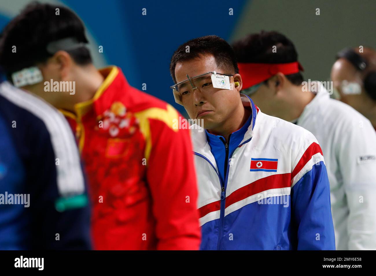 Kim Song Guk of North Korea prepares to shoot during the men's 50-meter ...