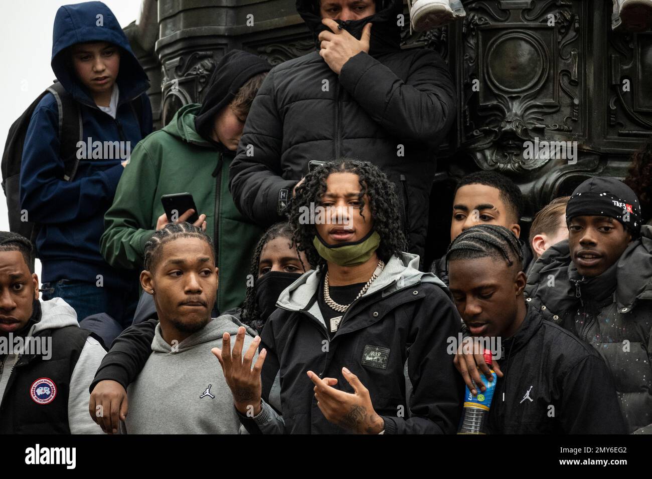 London, UK. 4 February 2023. Digga D, a drill rapper, makes a stealth ...