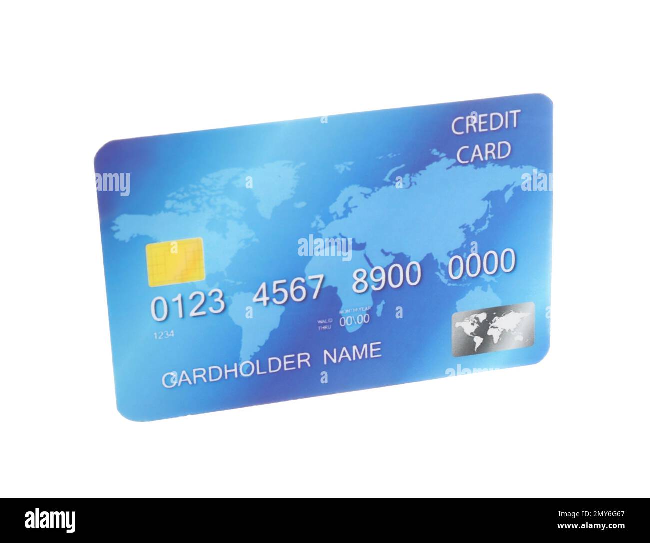 Blue plastic credit card isolated on white Stock Photo - Alamy