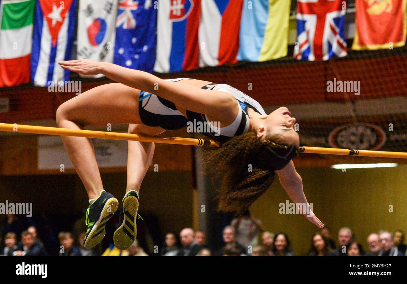 Laura Zialor of Great Britain competes in women's high jump race during ...