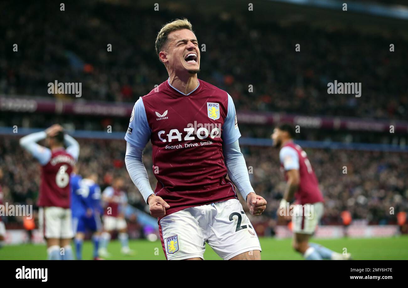 Aston Villa's Philippe Coutinho celebrates scoring, only to see the ...