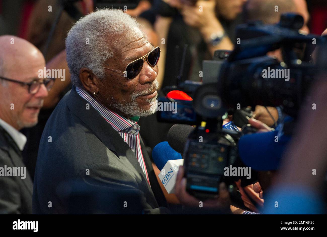U.S. actor Morgan Freeman speaks to members of the press at the world ...