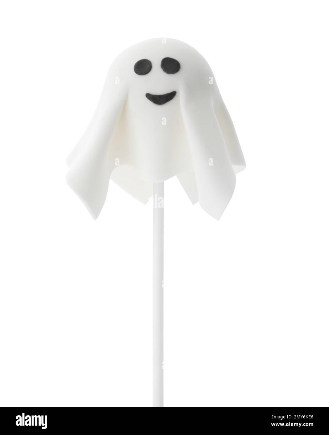 Delicious ghost cake pop isolated on white. Halloween holiday Stock ...