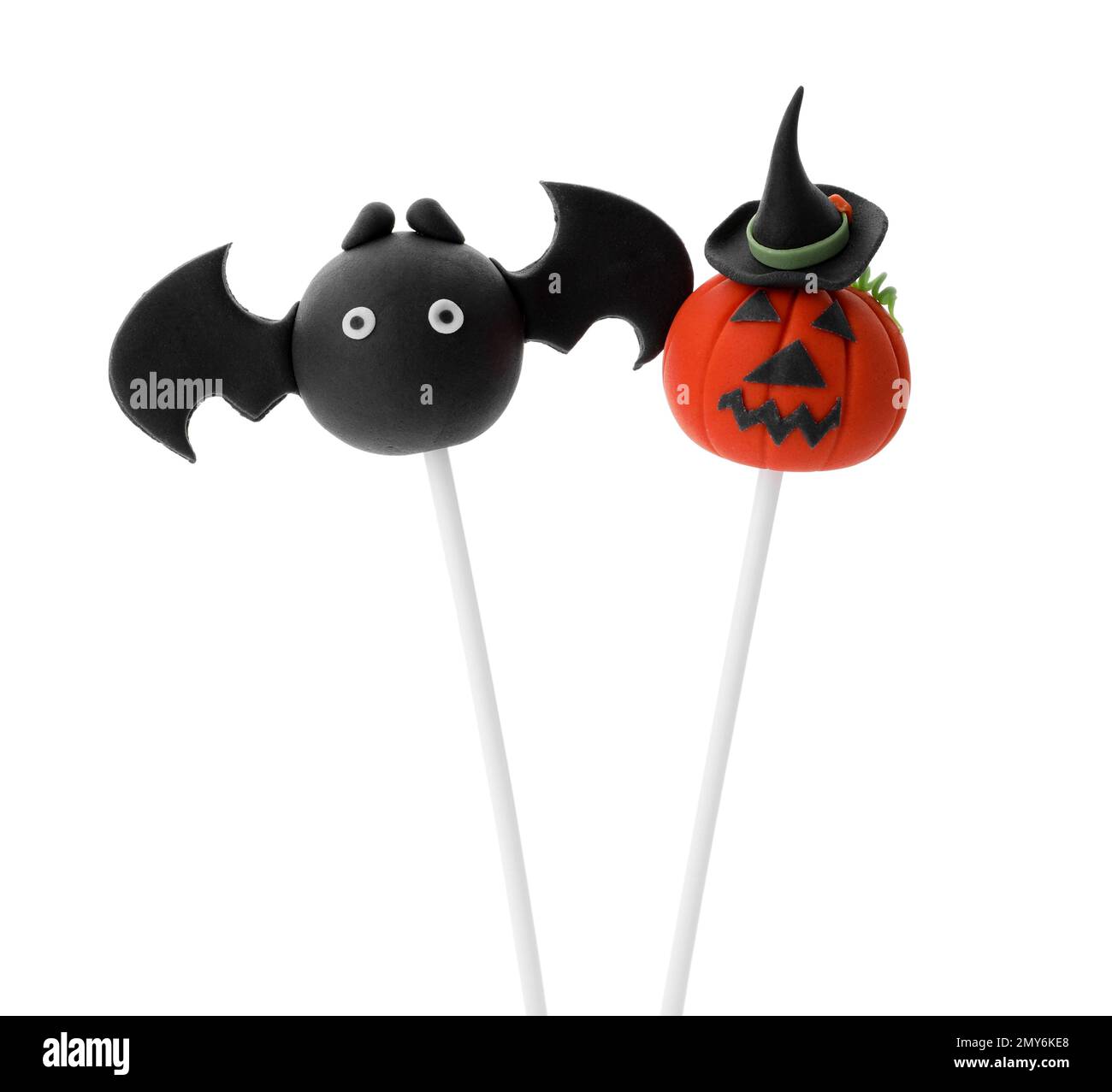 Delicious Halloween themed cake pops on white background Stock Photo ...
