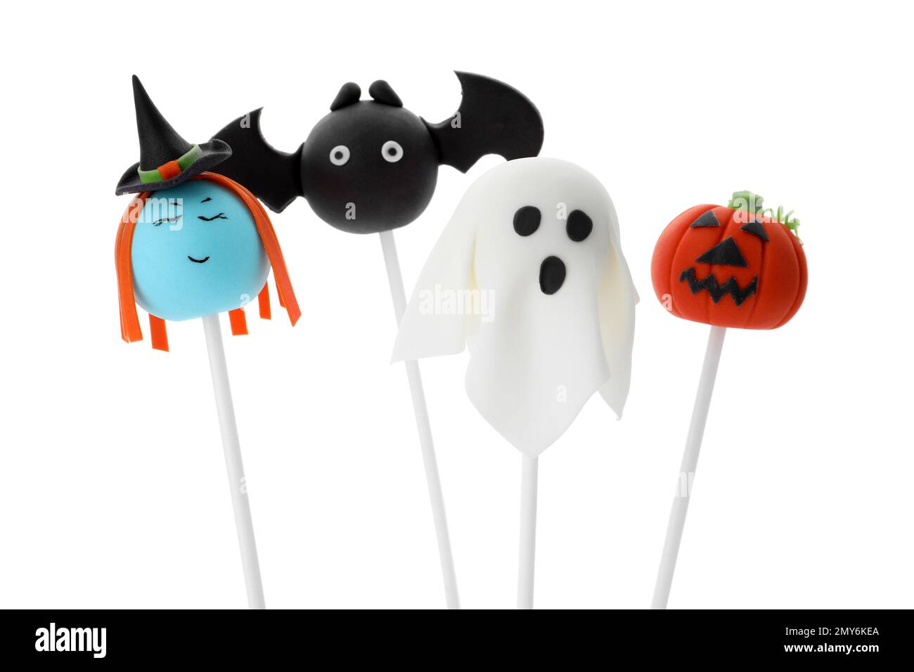 Delicious Halloween themed cake pops on white background Stock Photo ...