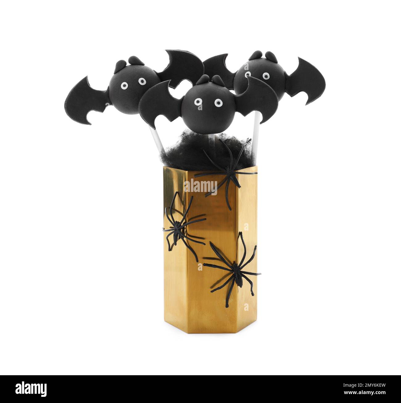 Delicious bat cake pops on white background. Halloween season Stock ...