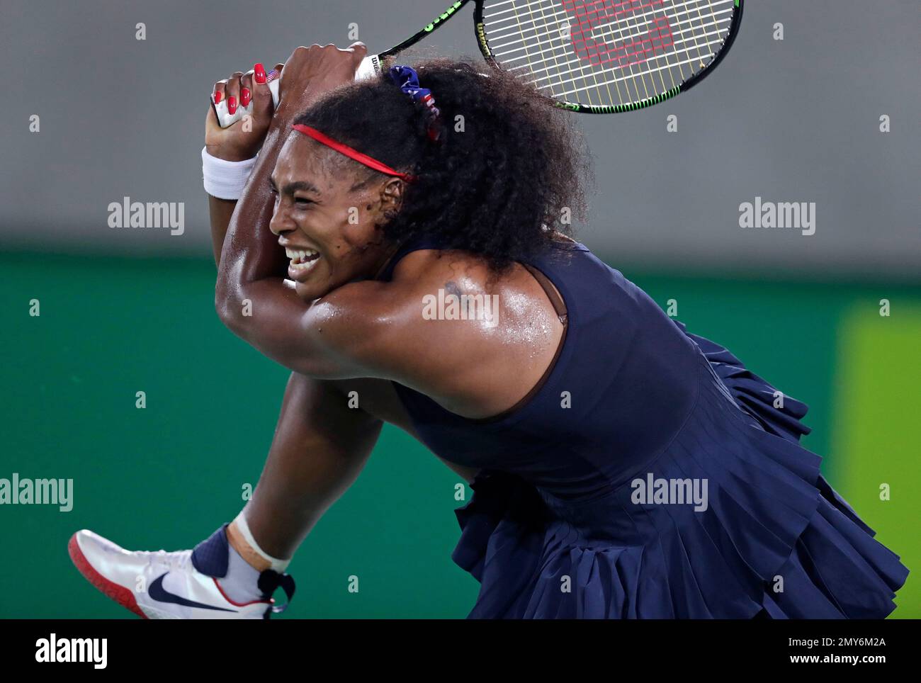 Serena Williams, of the United States, returns to Elina Svitolina, of ...