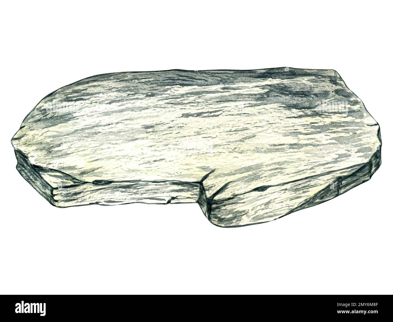 Watercolor stone. Mountain debris shape. Broken block. Stone rock art ...