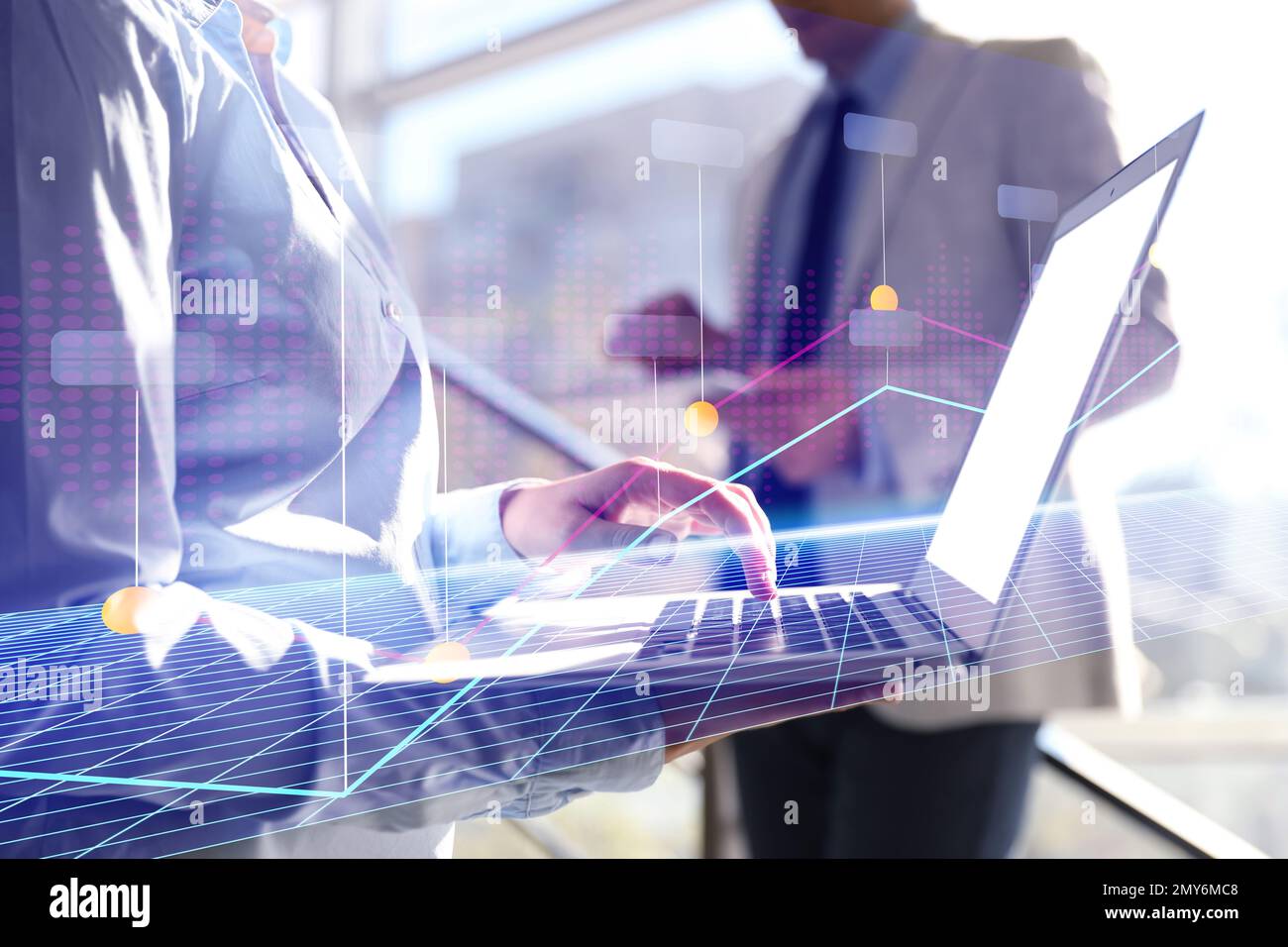 Female worker using charts statistics hi-res stock photography and ...