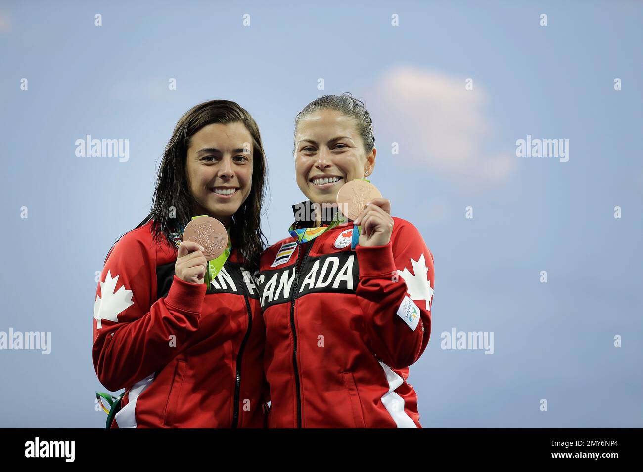 Canada's bronze medalists Roseline Filion, right, and Meaghan Benfeito ...