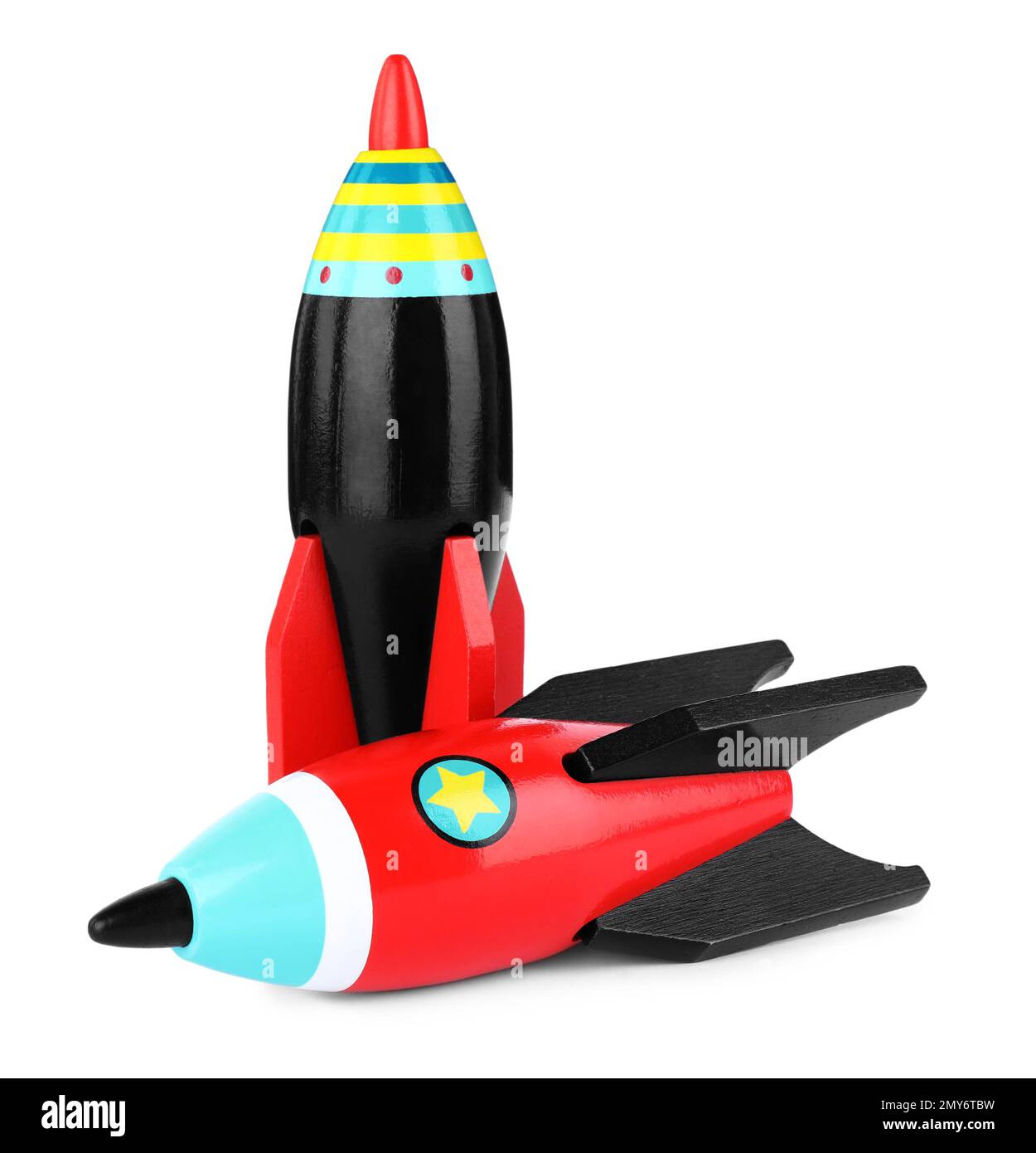 Bright modern toy rockets isolated on white Stock Photo - Alamy