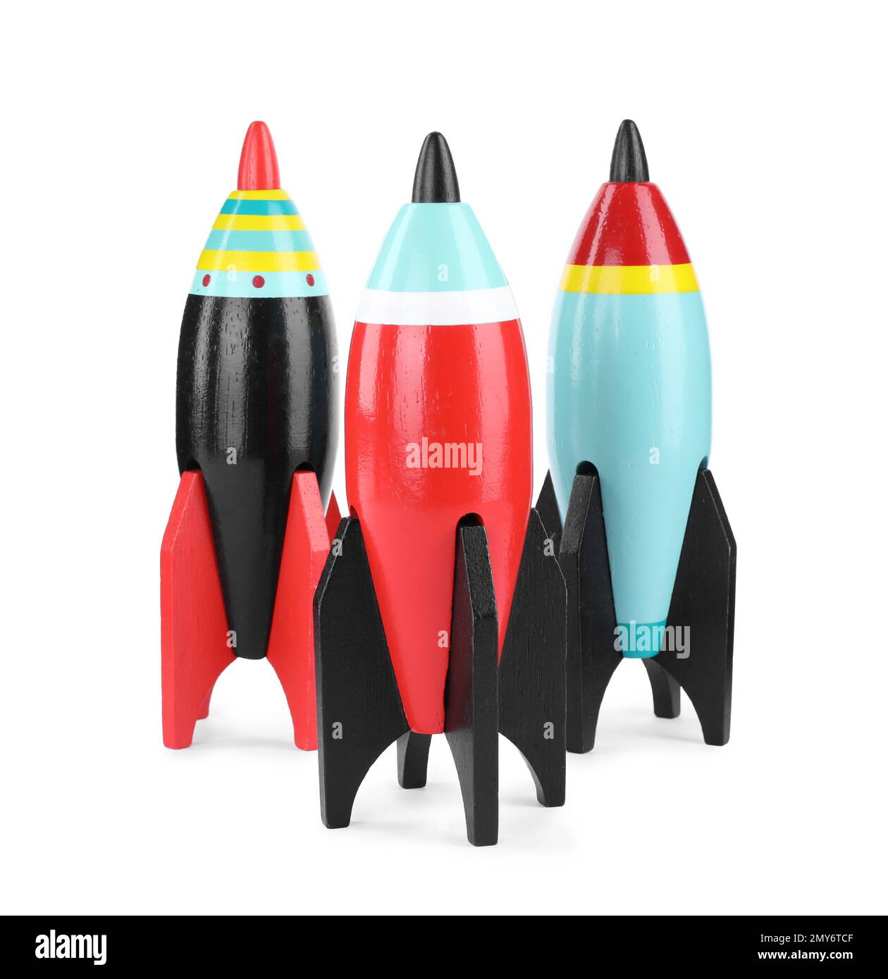 Bright modern toy rockets isolated on white Stock Photo - Alamy