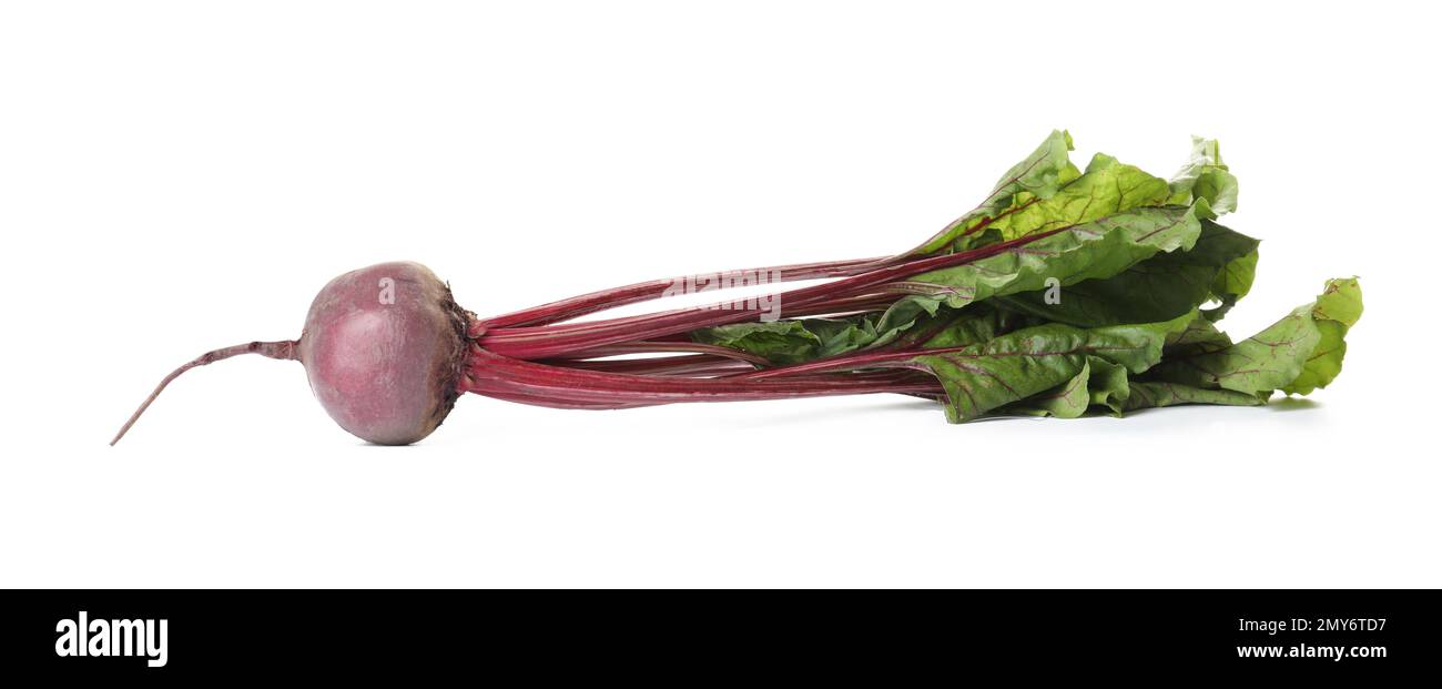Raw ripe beet with leaves isolated on white Stock Photo - Alamy