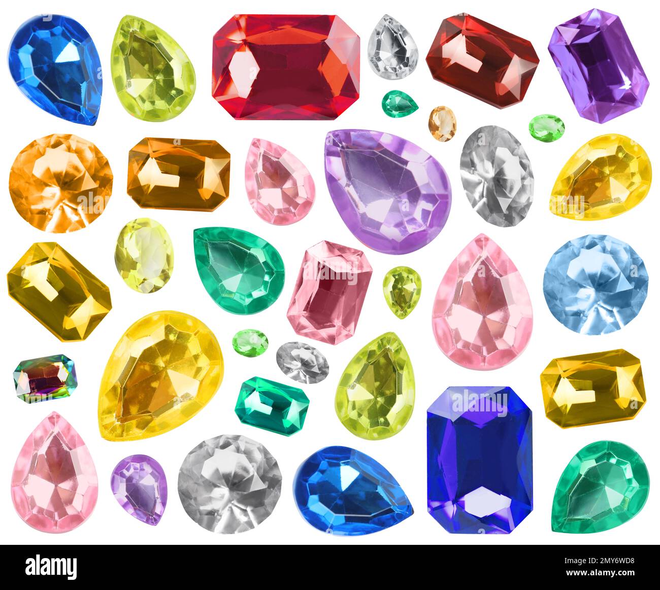 Set of different bright gemstones isolated on white Stock Photo - Alamy