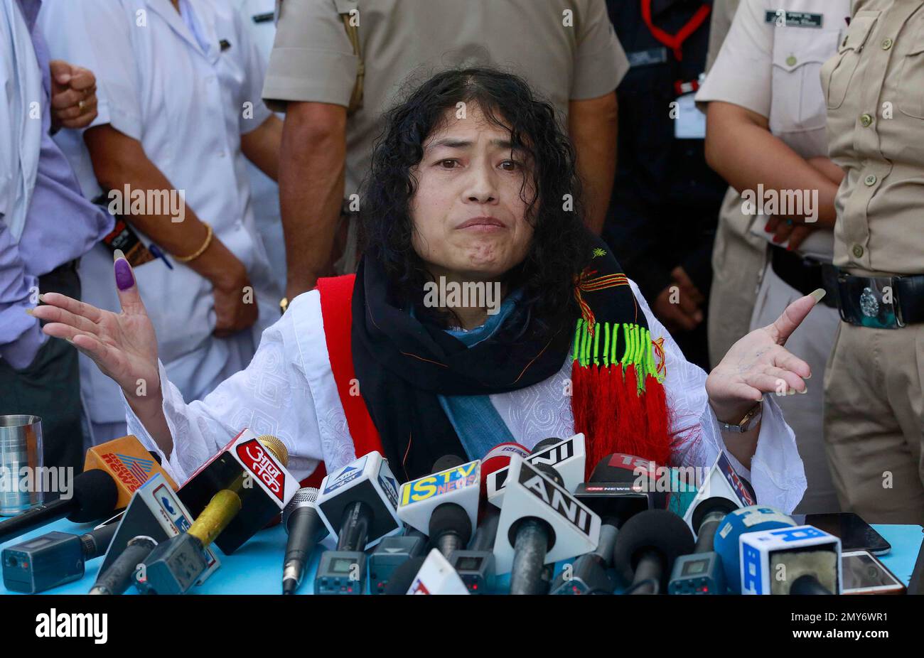 Irom Sharmila holds a press conference after breaking her fast in ...