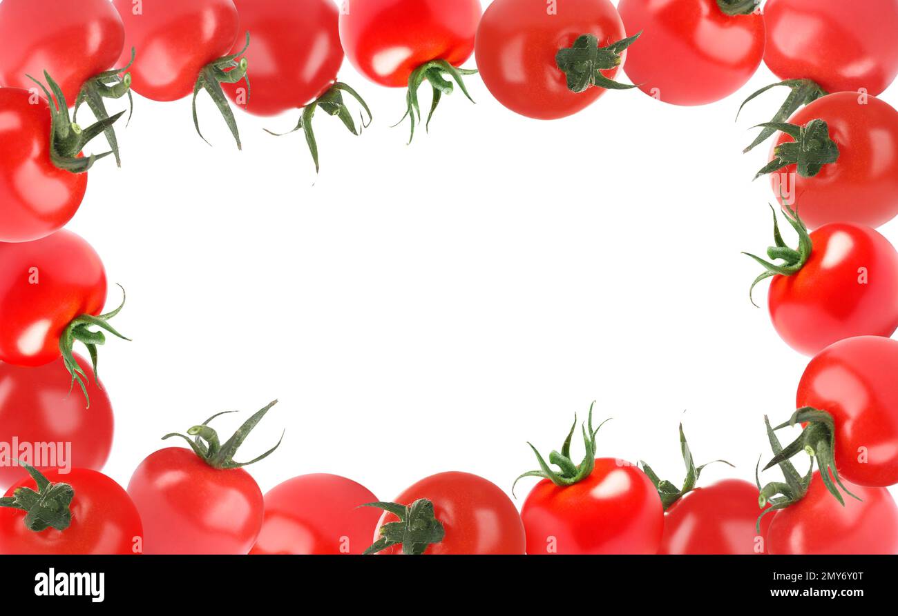 Frame of ripe tomatoes on white background Stock Photo - Alamy