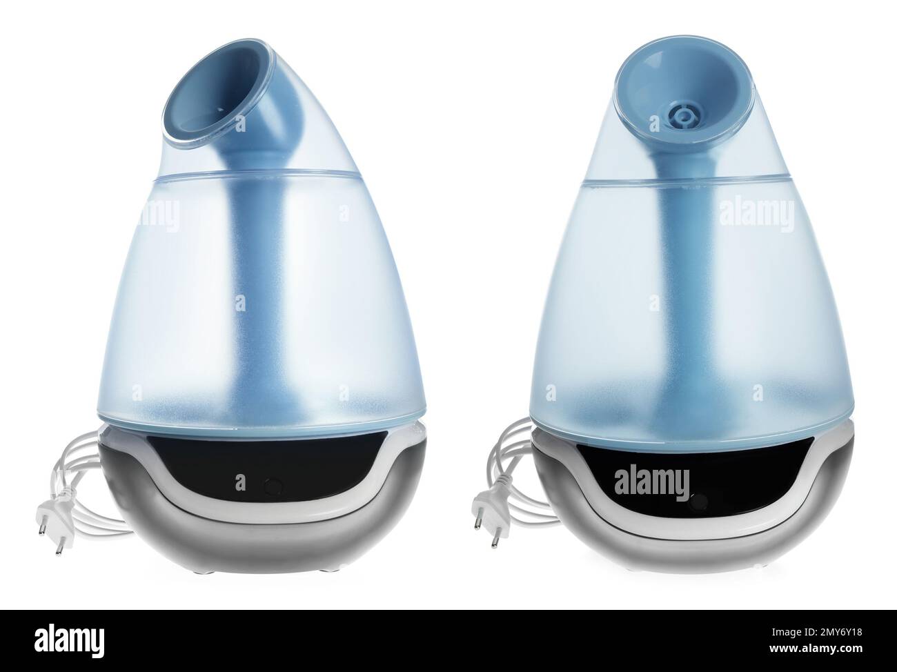Collage with modern humidifier on white background, view from different ...