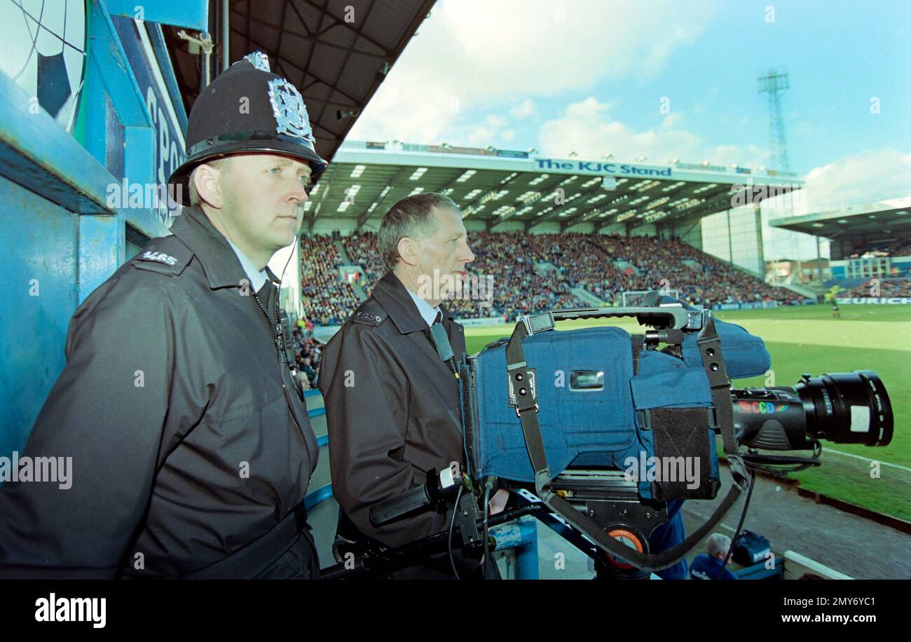 Historic policing the crowd at Fratton Park Football Ground, home of ...