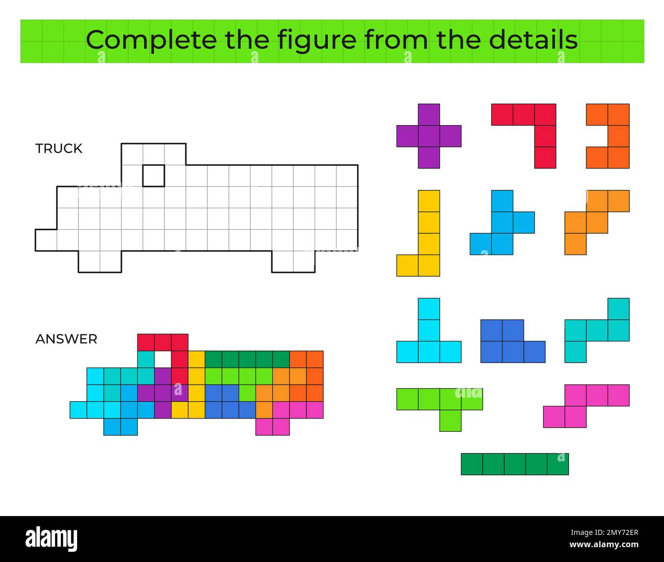 Complete the figure. Puzzle game with Truck Stock Vector Image & Art ...