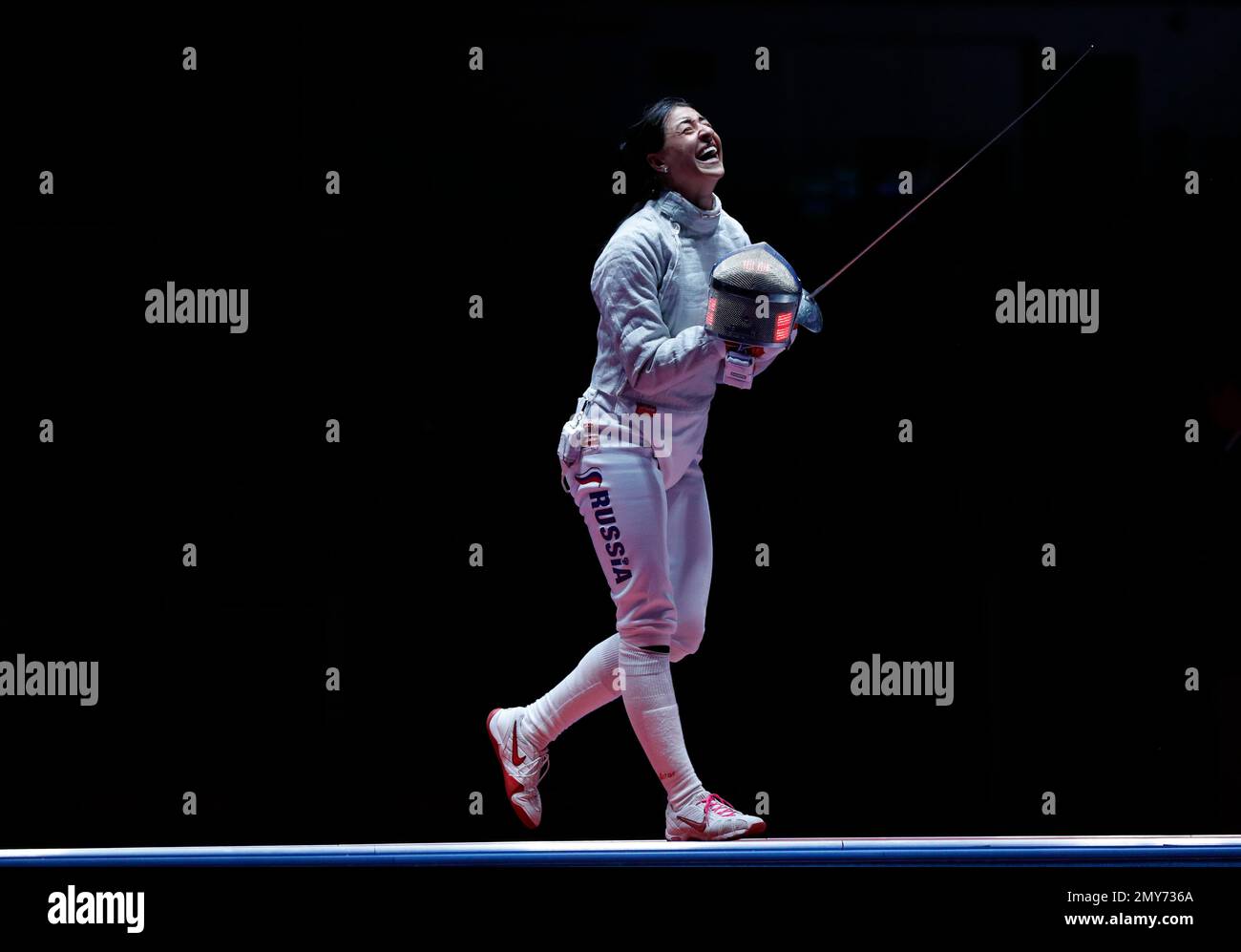 Yana Egorian from Russia celebrates celebrates after defeating Olga ...
