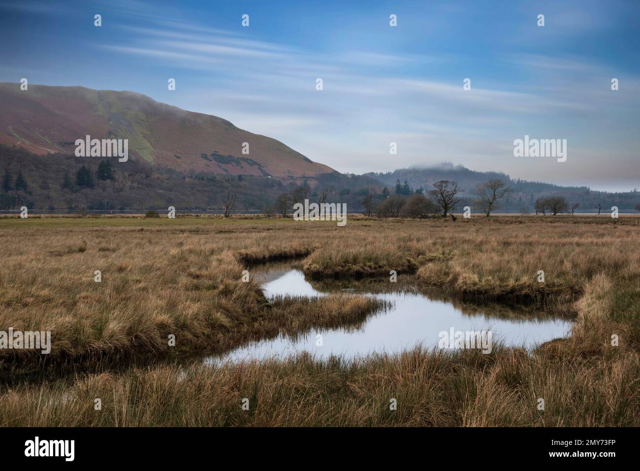 Beautiful Winter morning landscape image of view across Manesty Park ...