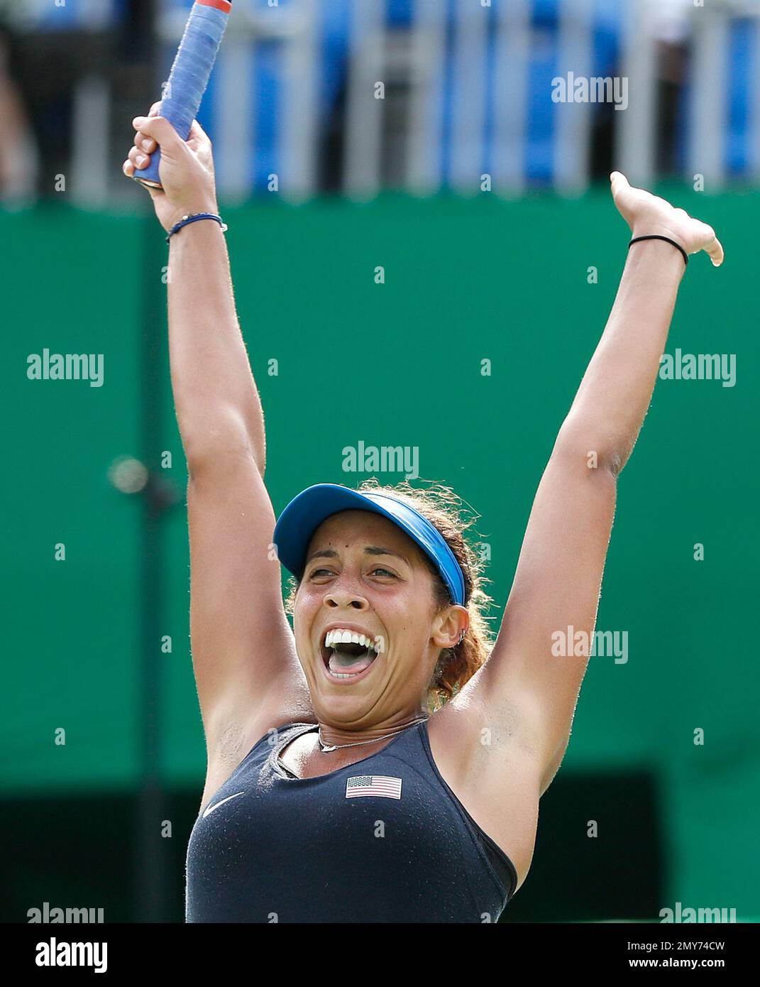 Madison Keys of the United States celebrates defeating France's ...