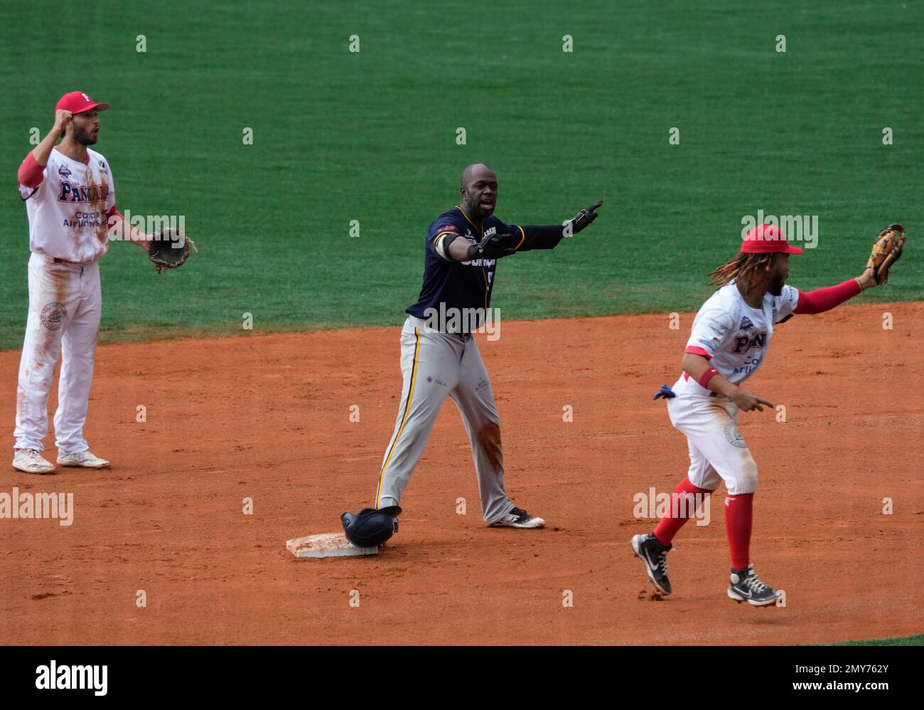 Curacao's Roger Bernadina reaches second base during a Caribbean Series ...