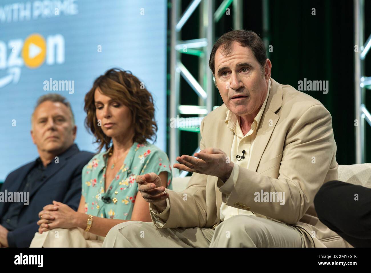 Paul Reiser, from left, Jennifer Grey, and Richard Kind participate in ...