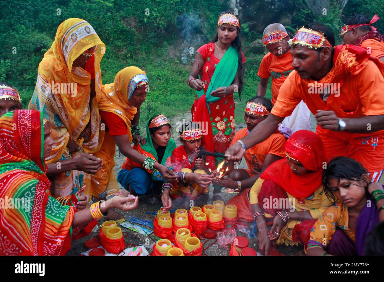 Hindu devotees perform rituals during the Bol Bom pilgrimage, on the ...