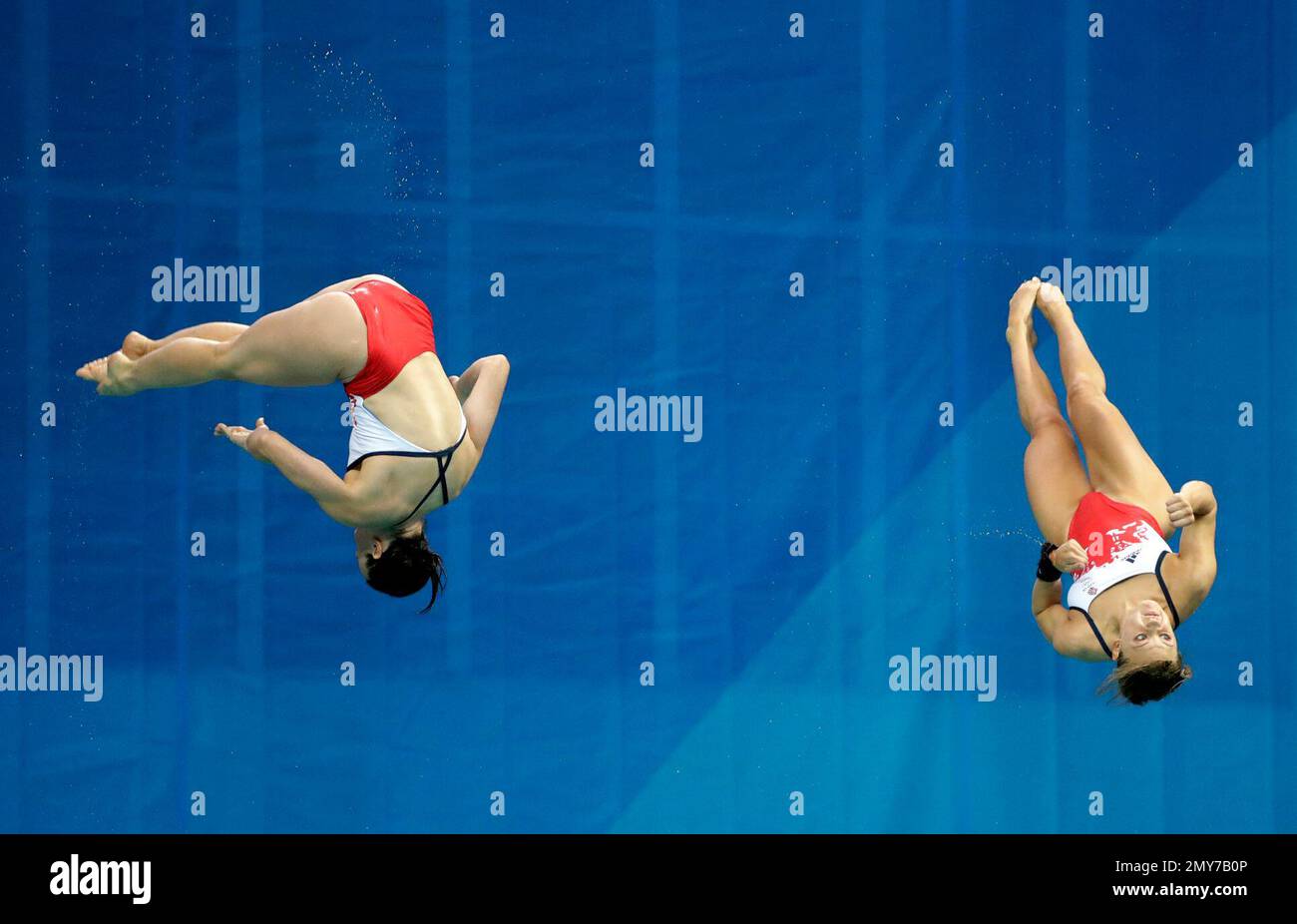 Canada's Jennifer Abel and Pamela Ware compete during the women's ...