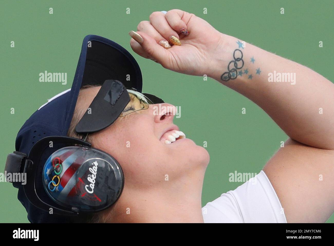 Corey Cogdell of the United States celebrates her victory during the ...