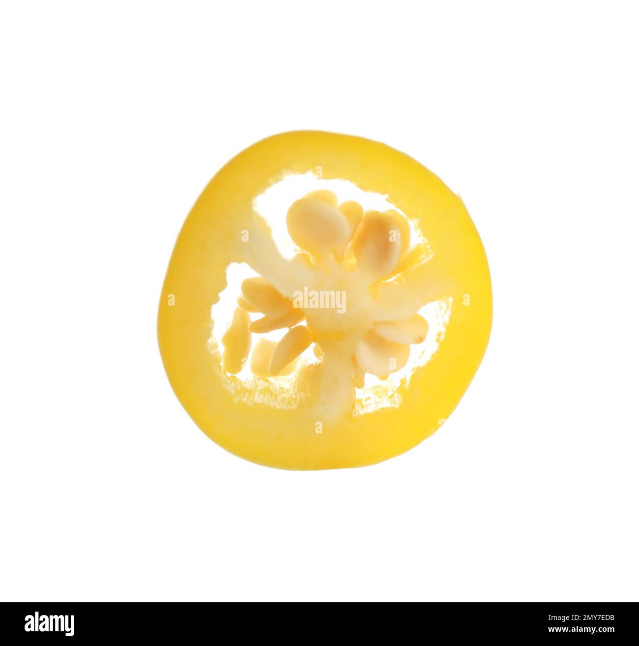 Piece of yellow hot chili pepper isolated on white Stock Photo - Alamy