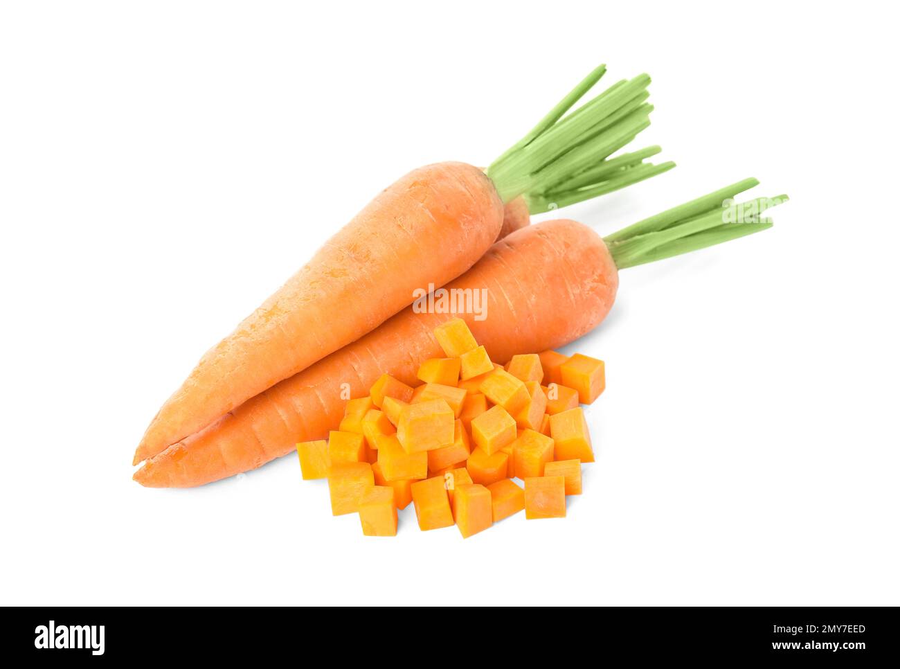 Whole and cut ripe carrots isolated on white Stock Photo - Alamy