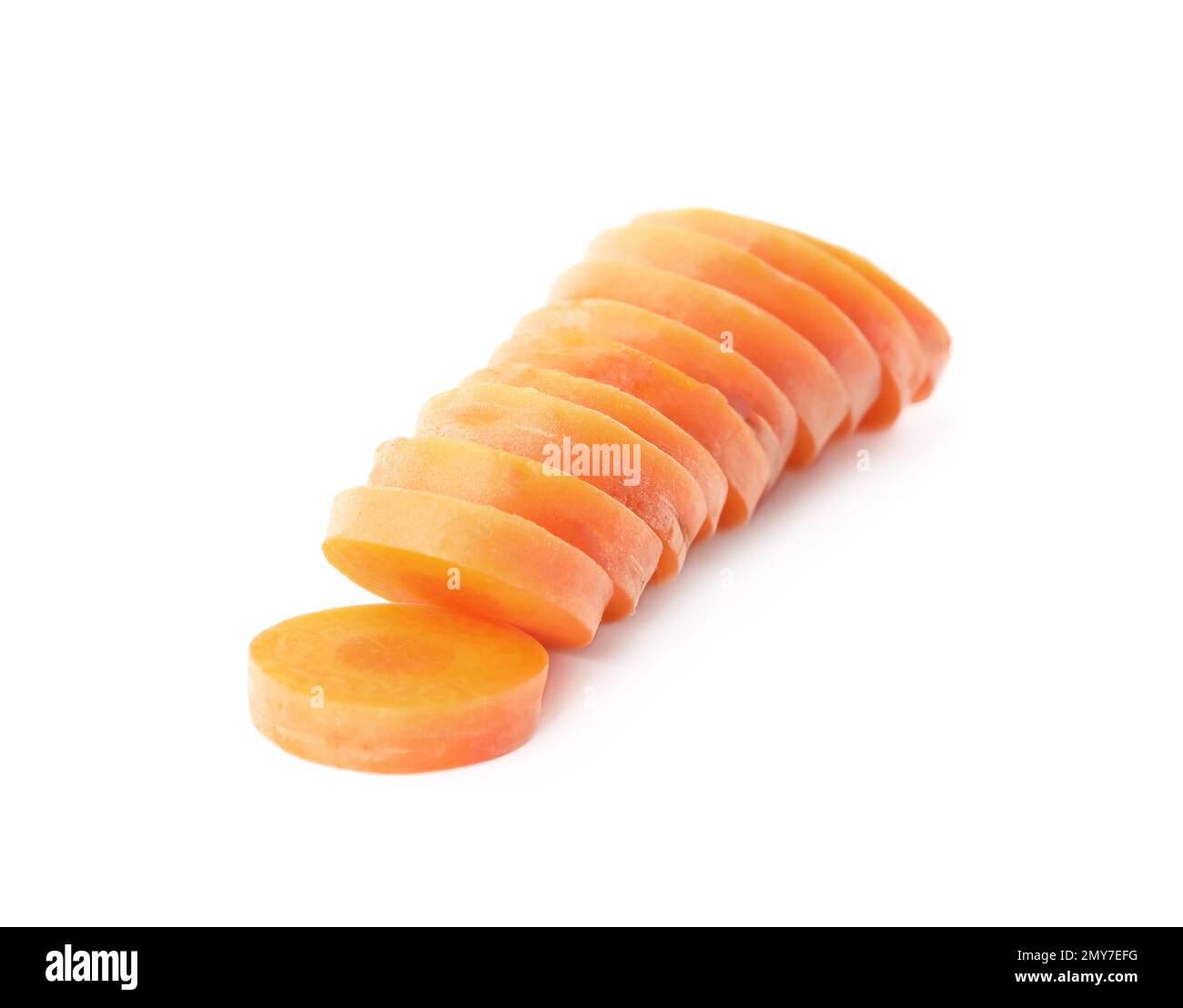 Slices of fresh ripe carrot isolated on white Stock Photo - Alamy