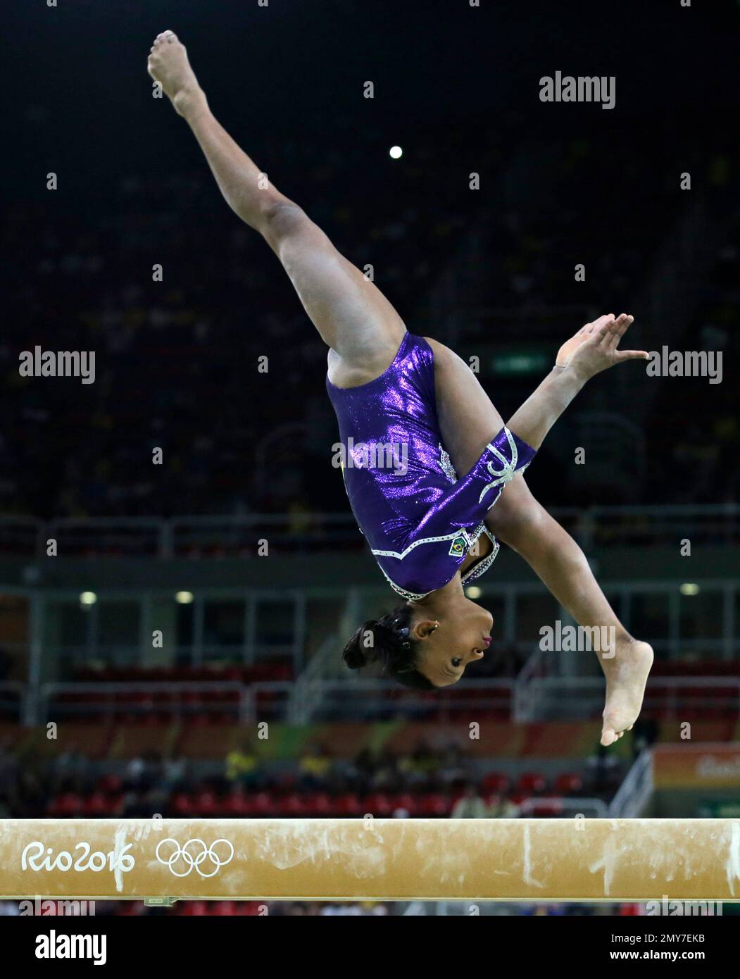 Brazil's Rebeca Andrade performs on the balance beam during the ...