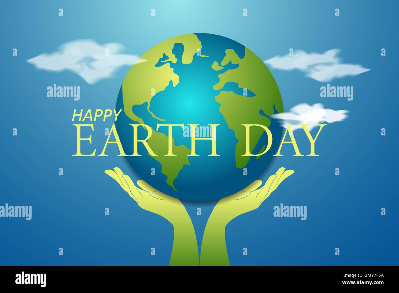 Earth day poster concept. Eco design 3d Earth map shape on cloud with ...