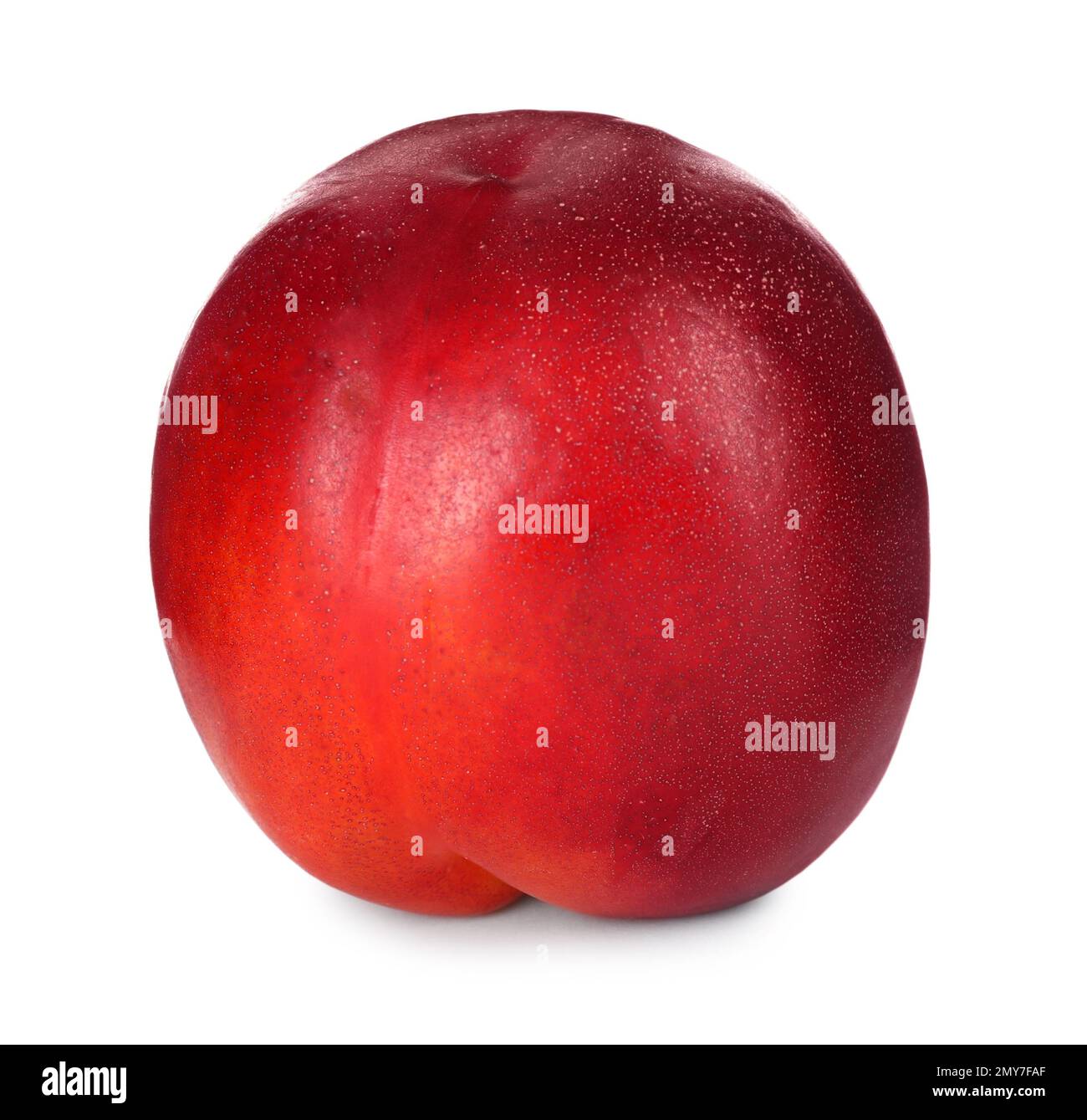 Sweet red juicy nectarine on white background Stock Photo - Alamy