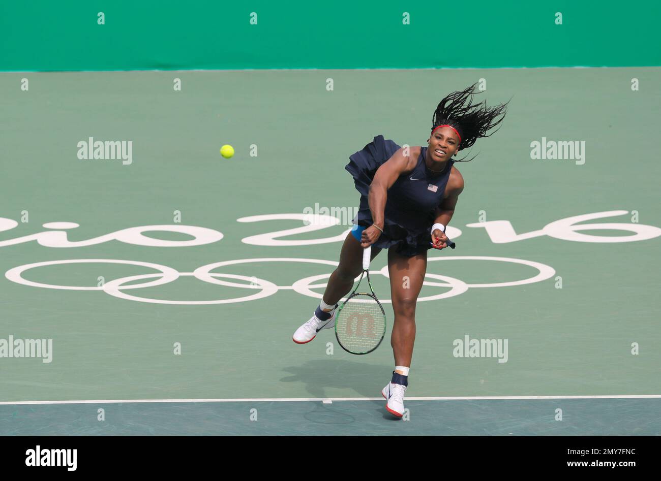 Serena Williams of the United States serves to Australia's Daria ...